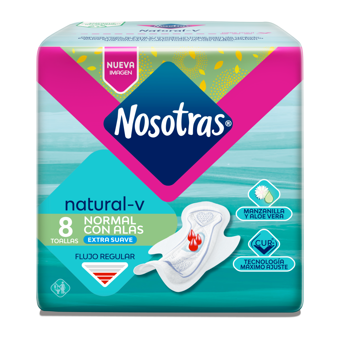 Nosotras Toallas Higienicas Natural Normal con Alas 8 uns - Pamelita distribuidora